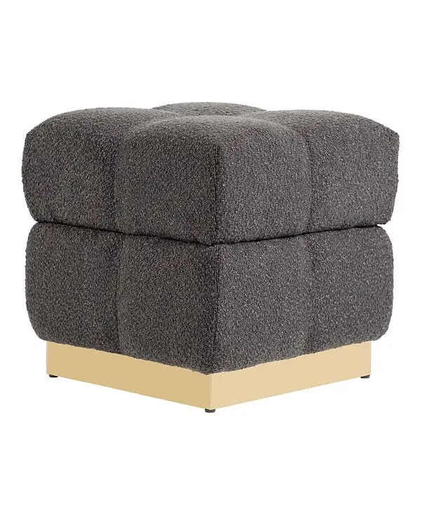 FURNITURE OF AMERICA Myra Boucle Biscuit Tufted Storage Ottoman - Charcoal
