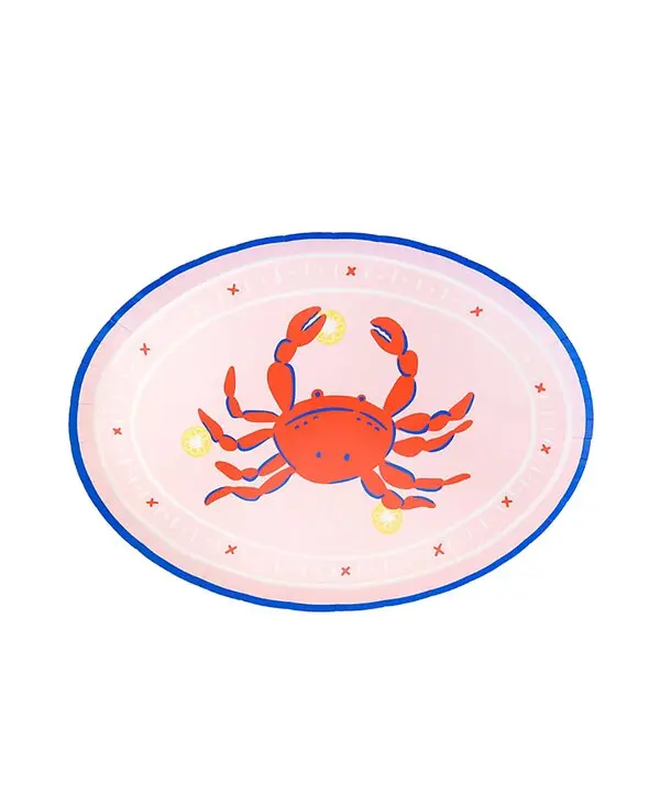 JOLLITY & CO Le Dinner Crab Extra Large Paper Plates, Set Of 8 - Multicolor