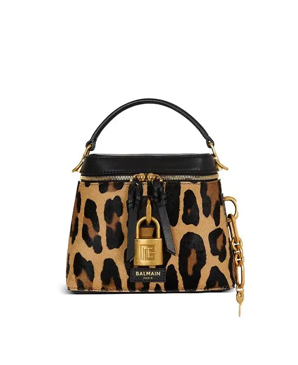 Balmain Pulse Vanity Leopard Print Leather Bag
