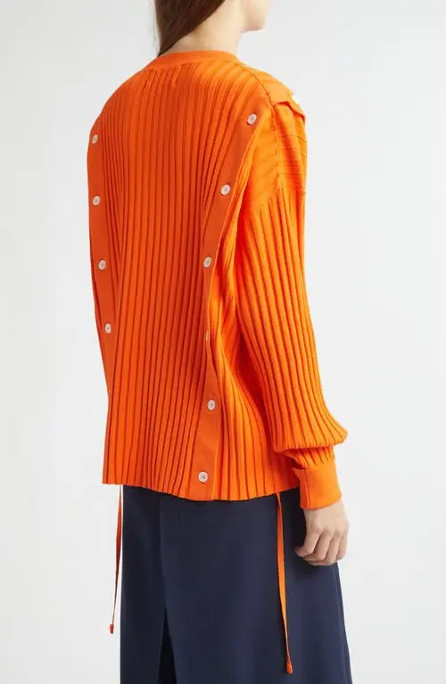 SETCHU Ribbed Crewneck Sweater With Button Detailing