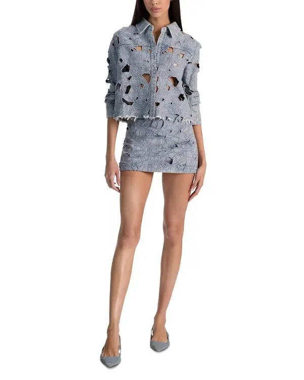 Alice + Olivia Finely Laser Cut Denim Shirt