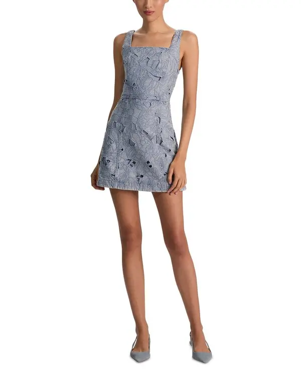 Alice + Olivia Maryann Embroidered Eyelet Dress - Rockstar Blue - 60% Off