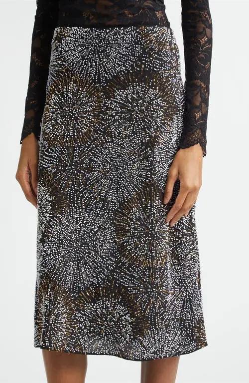 Rabanne Firework Embellished Crepe Midi Skirt