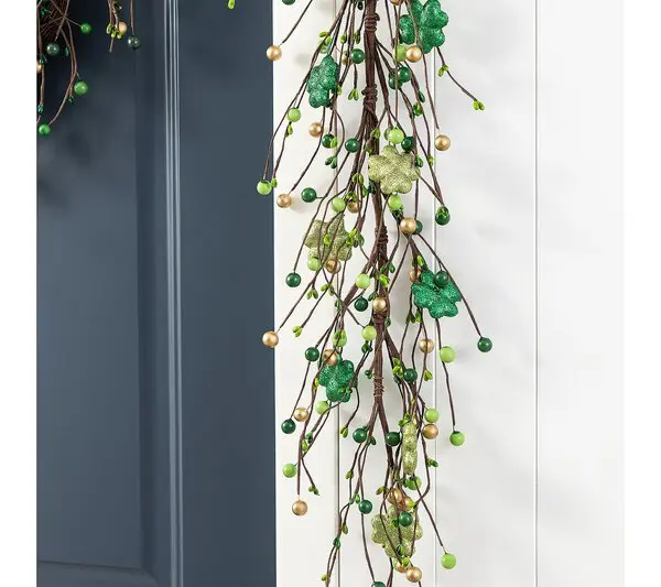 GLITZHOME 72'l St. Patrick's Shamrock Garland