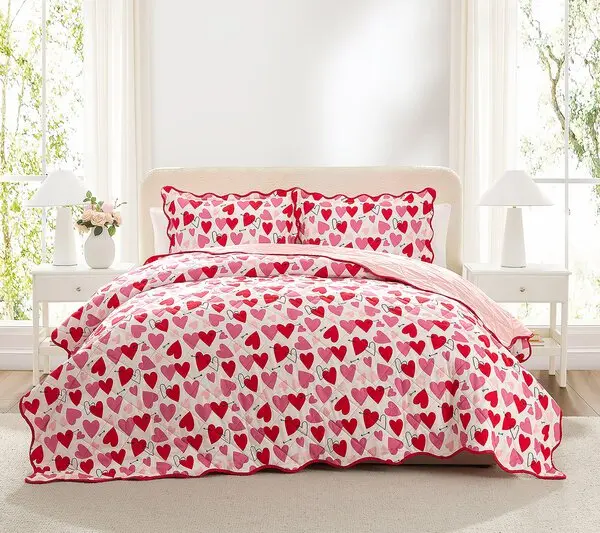 HALLMARK Love Art 3-piece Pink/multicolor Quilt Set, King - One-color