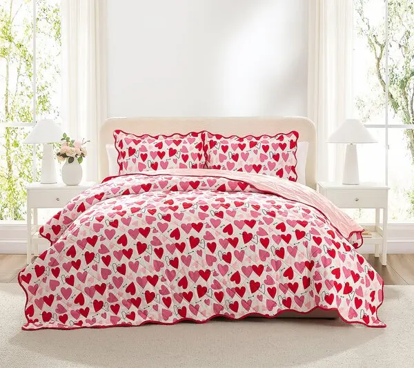HALLMARK Love Art 3-piece Pink/multicolor Quilt Set, F/q - One-color
