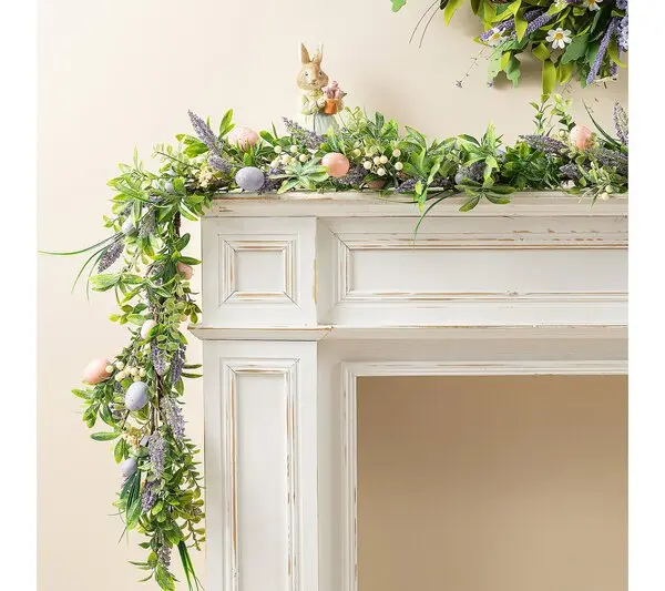 GLITZHOME 72'l Easter Egg & Lavender Garland - One-color