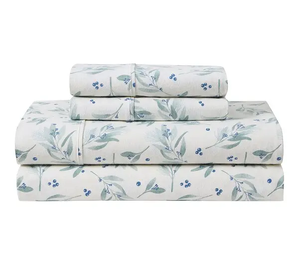 HALLMARK Leafage Brushed Cotton Flannel Sheet S Et, Twin