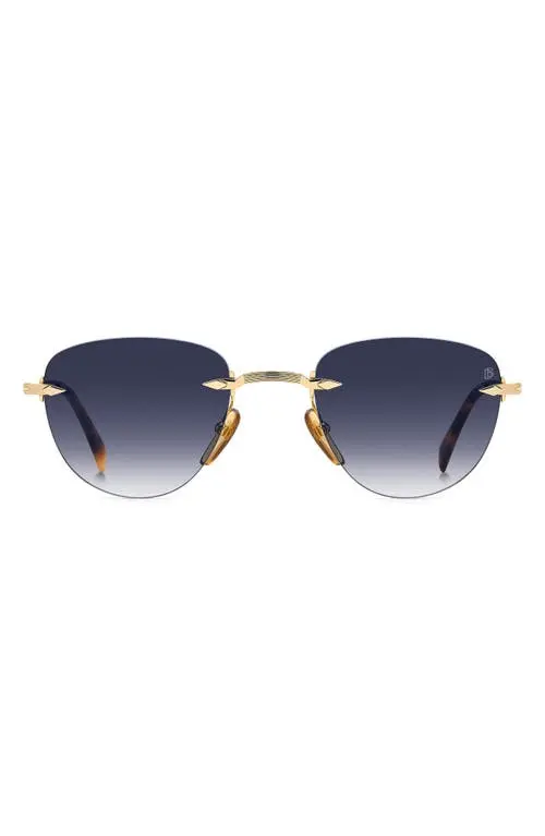 DB EYEWEAR BY DAVID BECKHAM 51mm Rimless Square Sunglasses - Gold Brown Havana/dk Blue Sf