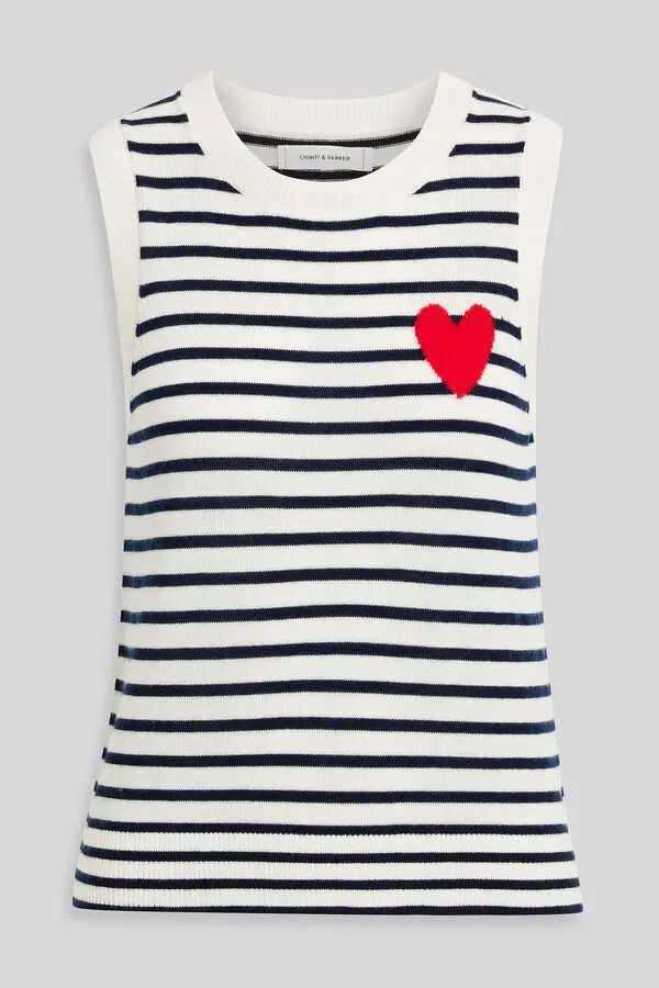 Chinti & Parker Striped Jacquard-knit Wool Top