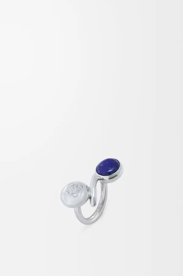 Loewe Anagram Pebble Ring - Silver/blue
