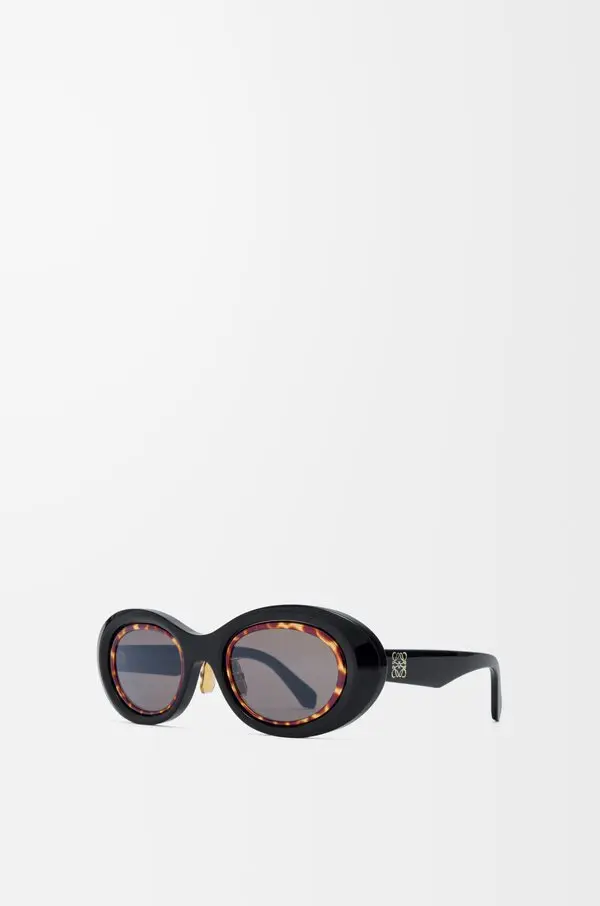 Loewe Mini Anagram Oval Sunglasses - Black