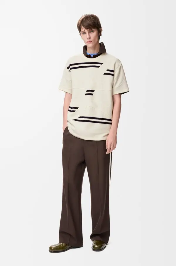Loewe Oversized Fit T-shirt In Wool - White/dark Navy