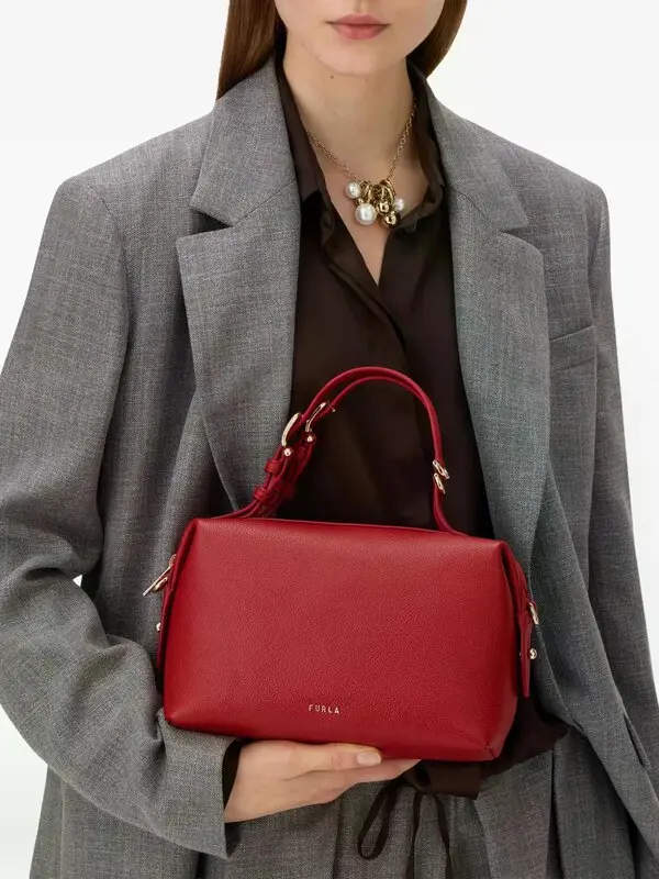 Furla Grained Leather Tote Bag - Red