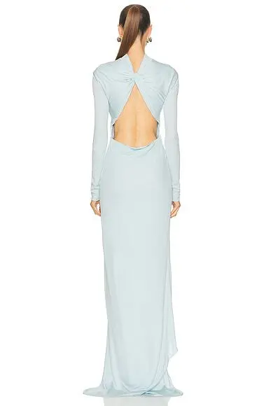 TOM FORD Long Sleeve Open Back Dress - Frost