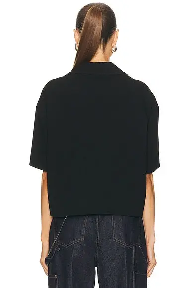 JIL SANDER Short Sleeve Polo Top - Black