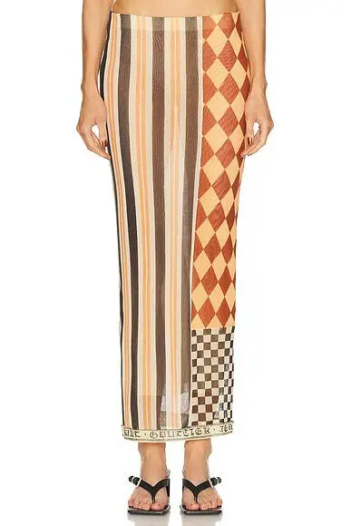 JEAN PAUL GAULTIER Mesh Patchwork Maxi Skirt - Multicolor