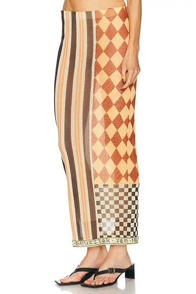 JEAN PAUL GAULTIER Mesh Patchwork Maxi Skirt - Multicolor