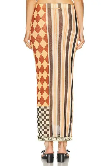 JEAN PAUL GAULTIER Mesh Patchwork Maxi Skirt - Multicolor