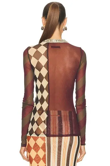 JEAN PAUL GAULTIER Mesh Patchwork Long Sleeve Top