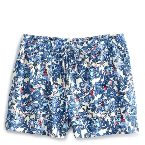 VERA BRADLEY Disney Pajama Shorts In Stitch Leafy Blooms - Blue