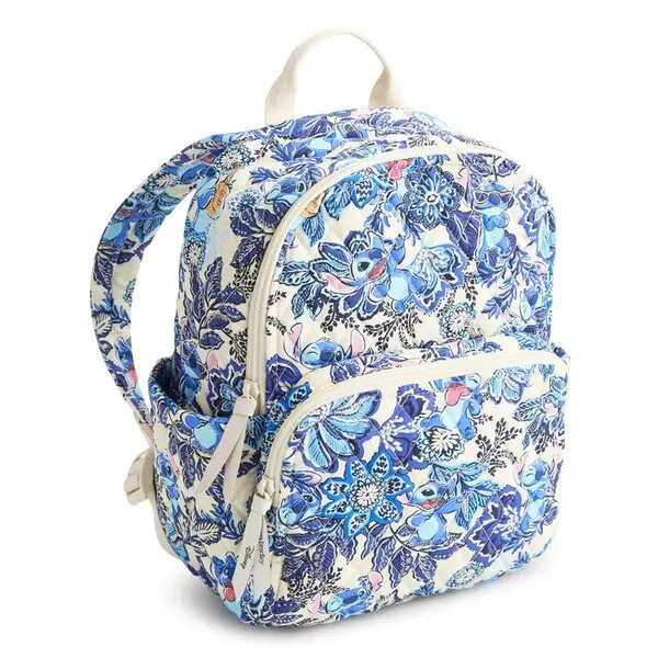 VERA BRADLEY Disney Small Banbury Backpack In Stitch Leafy Blooms - Blue