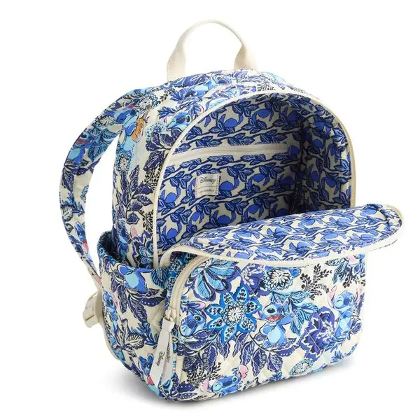 VERA BRADLEY Disney Small Banbury Backpack In Stitch Leafy Blooms - Blue