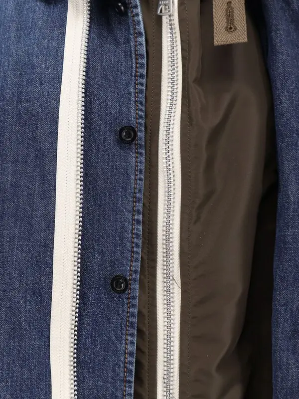 Sacai Denim Jacket With Nylon Inserts - Blue