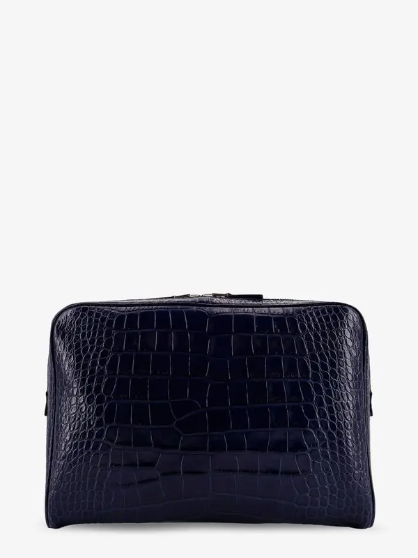 TOM FORD Croco Print Leather Laptop Pouch - Blue