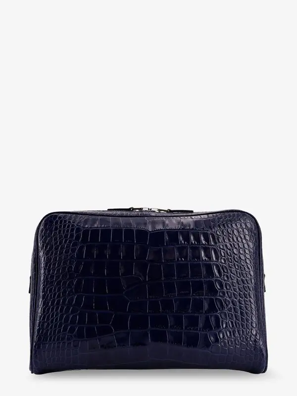 TOM FORD Croco Print Leather Laptop Pouch - Blue