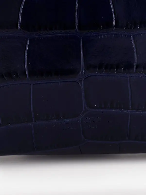 TOM FORD Croco Print Leather Laptop Pouch - Blue