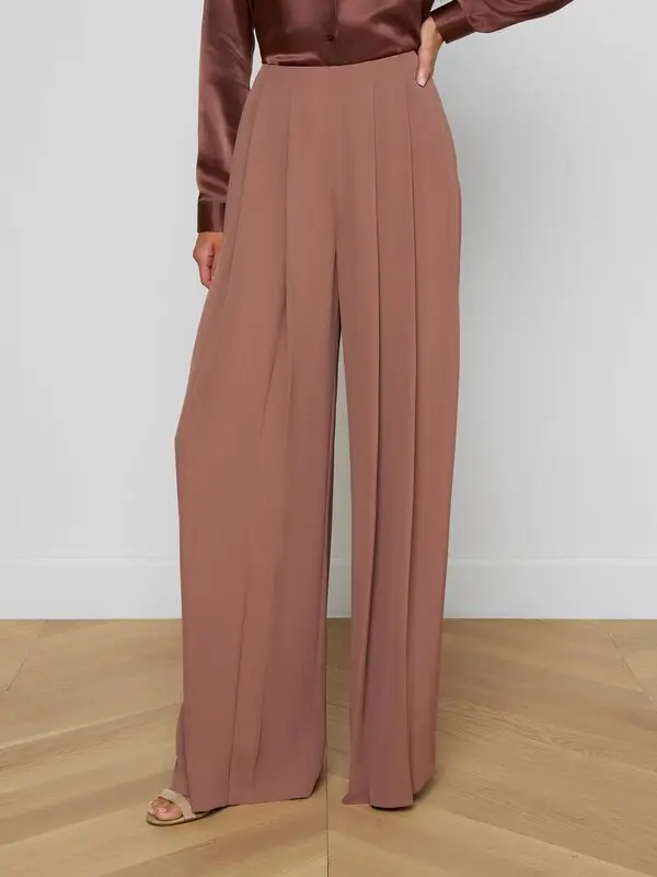 L'Agence Nova Pleated Wide-leg Trousers - Light Mink