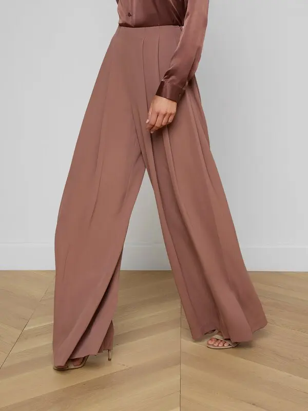 L'Agence Nova Pleated Wide-leg Trousers - Light Mink