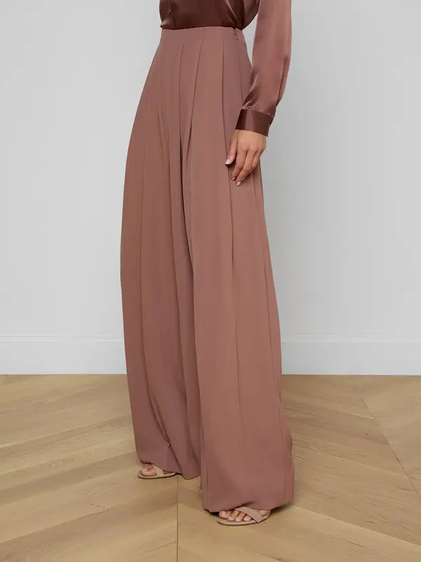 L'Agence Nova Pleated Wide-leg Trousers - Light Mink