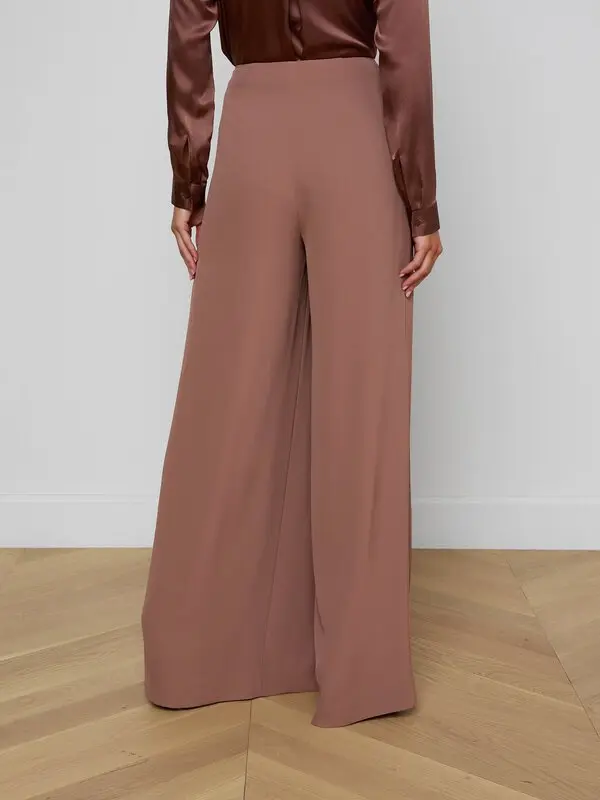 L'Agence Nova Pleated Wide-leg Trousers - Light Mink