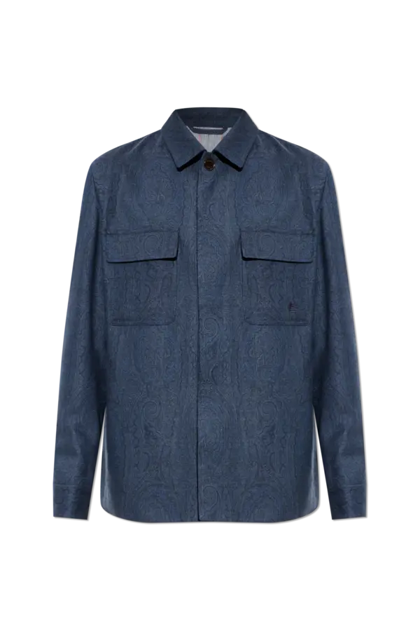 Etro Wool Jacket With Pockets - Blue