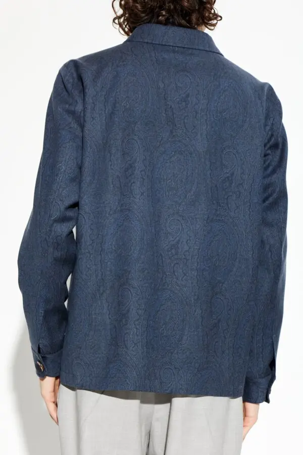 Etro Wool Jacket With Pockets - Blue