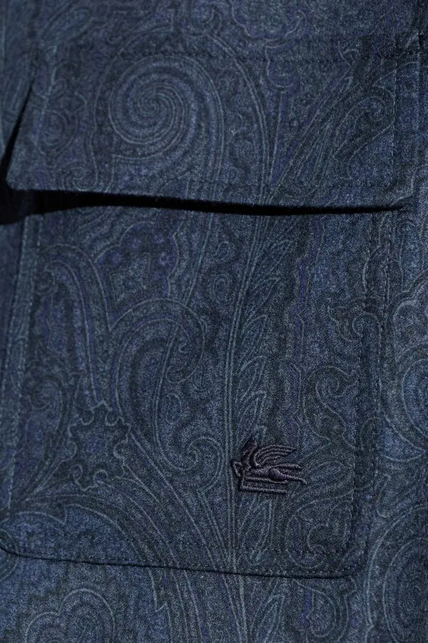 Etro Wool Jacket With Pockets - Blue