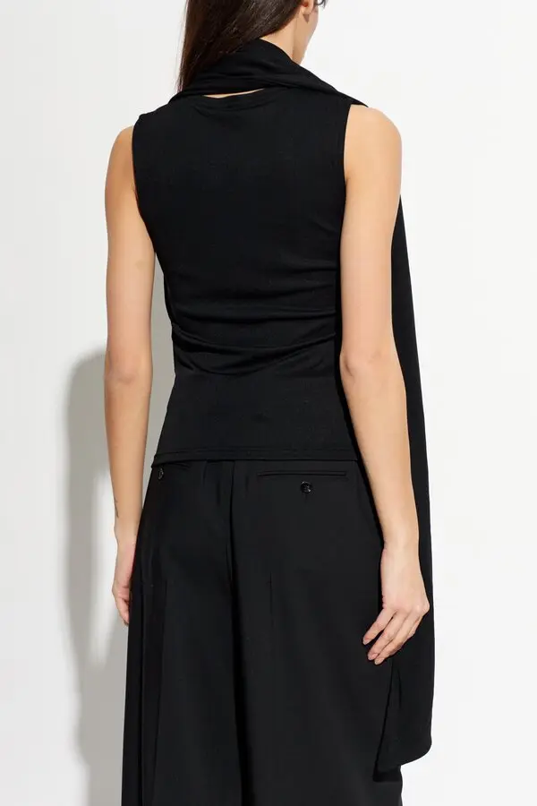 Ami Top With Decorative Pleat - Black