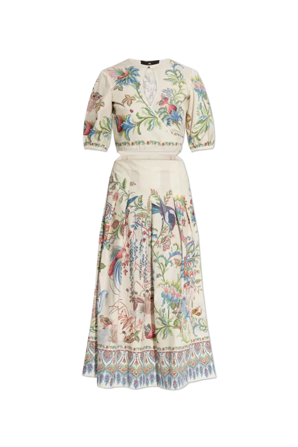 Etro Floral Cotton Midi Dress - Cream