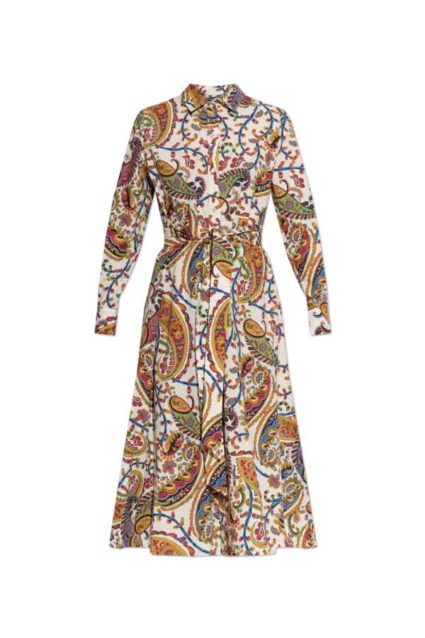 Etro Patterned Midi Dress With Belt - Multicolour