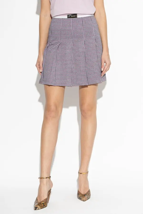 Marni Checked Mini Skirt - Pink