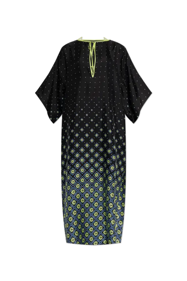 Casablanca Monogram Silk Maxi Dress - Black