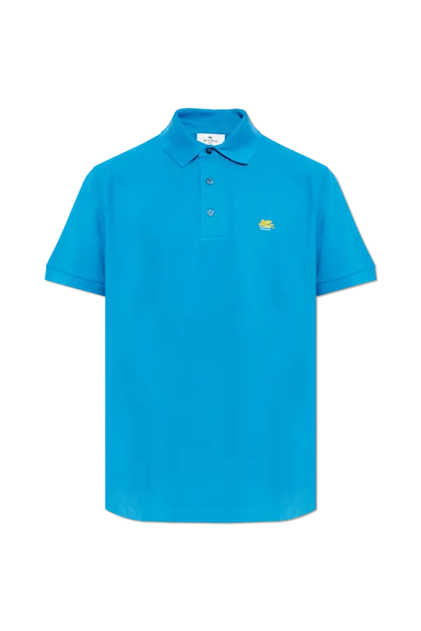 Etro Polo With Embroidered Logo - Blue