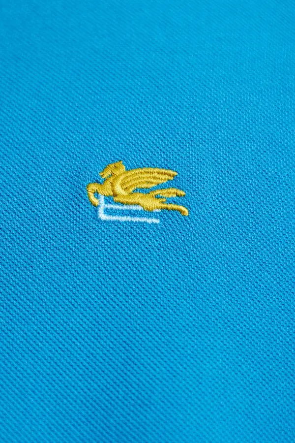 Etro Polo With Embroidered Logo - Blue