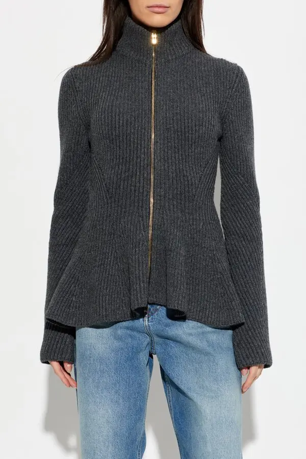 Alaïa Peplum Cardigan - Grey