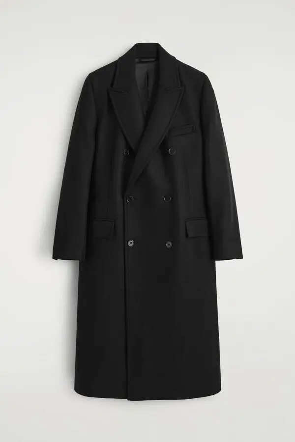 Cos Double-breasted Long Coat - Black