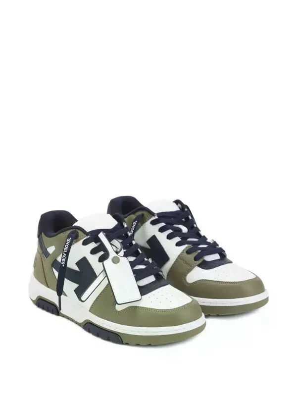 Off-White Out Of Office Arrow-logo Leather Sneakers - Green