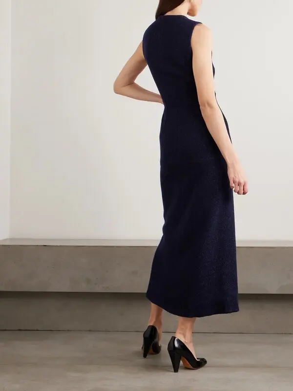 LIBEROWE Avery Metallic Wool-blend Tweed Midi Dress - Blue