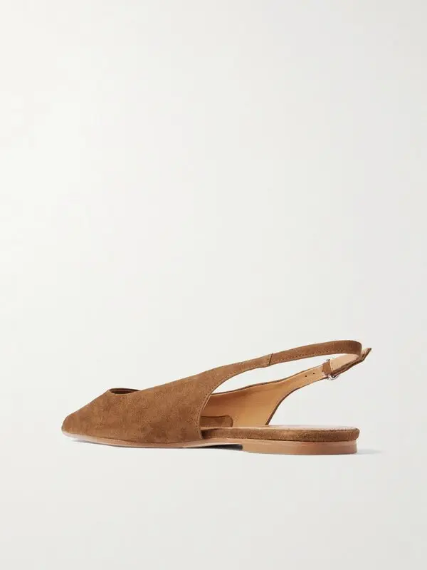 AeydĒ Annora Suede Slingback Flats - Brown